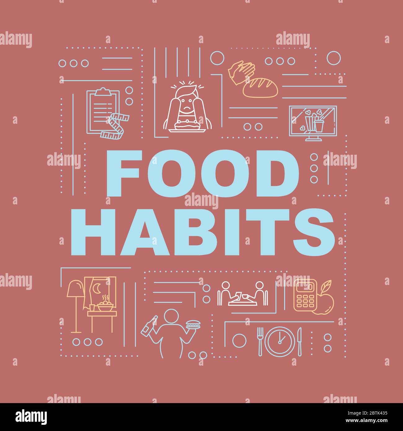 Bad and healthy food habits word concepts banner. Nutrition, diet and ...