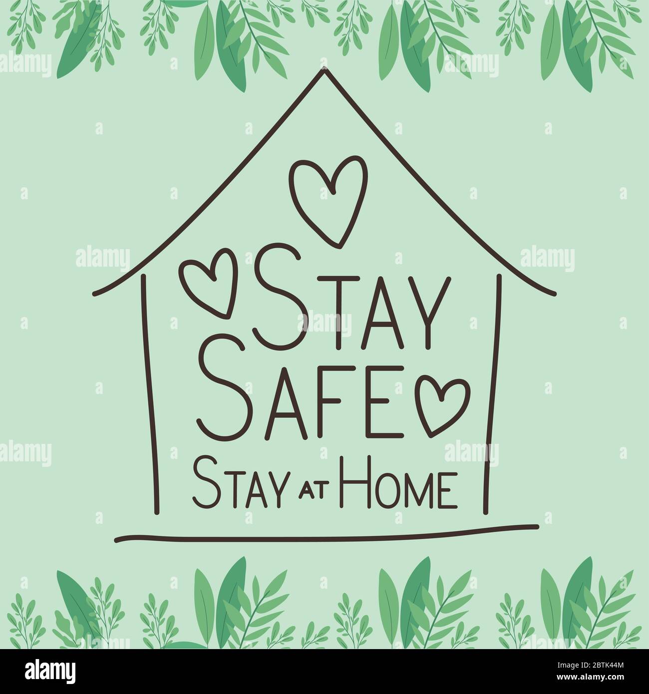 Stay safe at home and house building with hearts vector design Stock ...