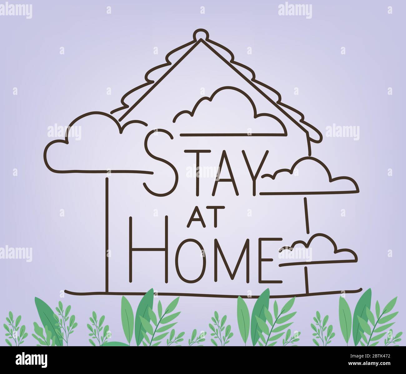 Stay at home and house building with clouds vector design Stock Vector ...