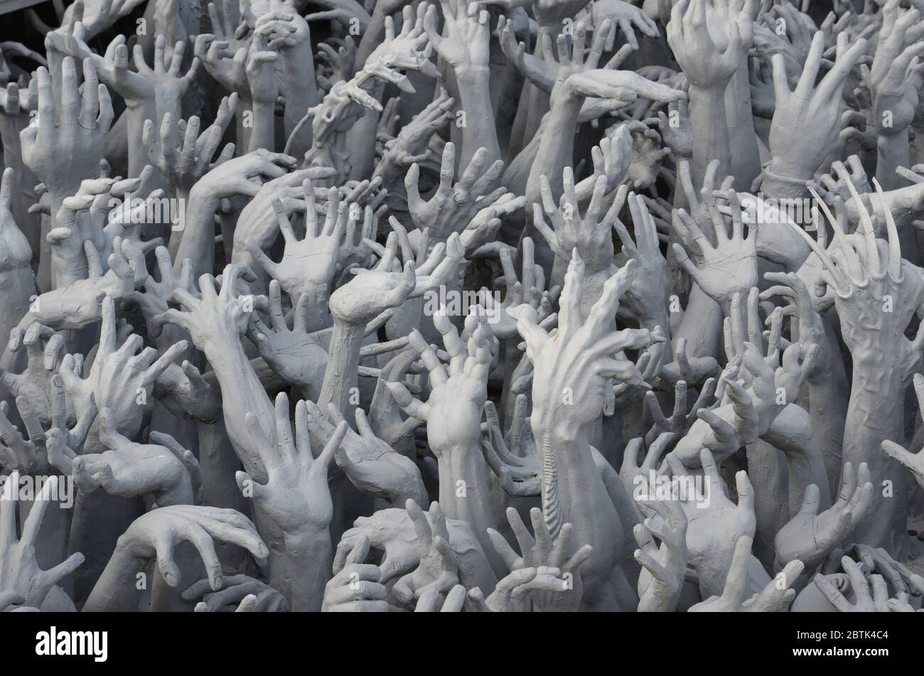 Hands of lost people are reaching out of hell it Wat Rong Khon, the ...