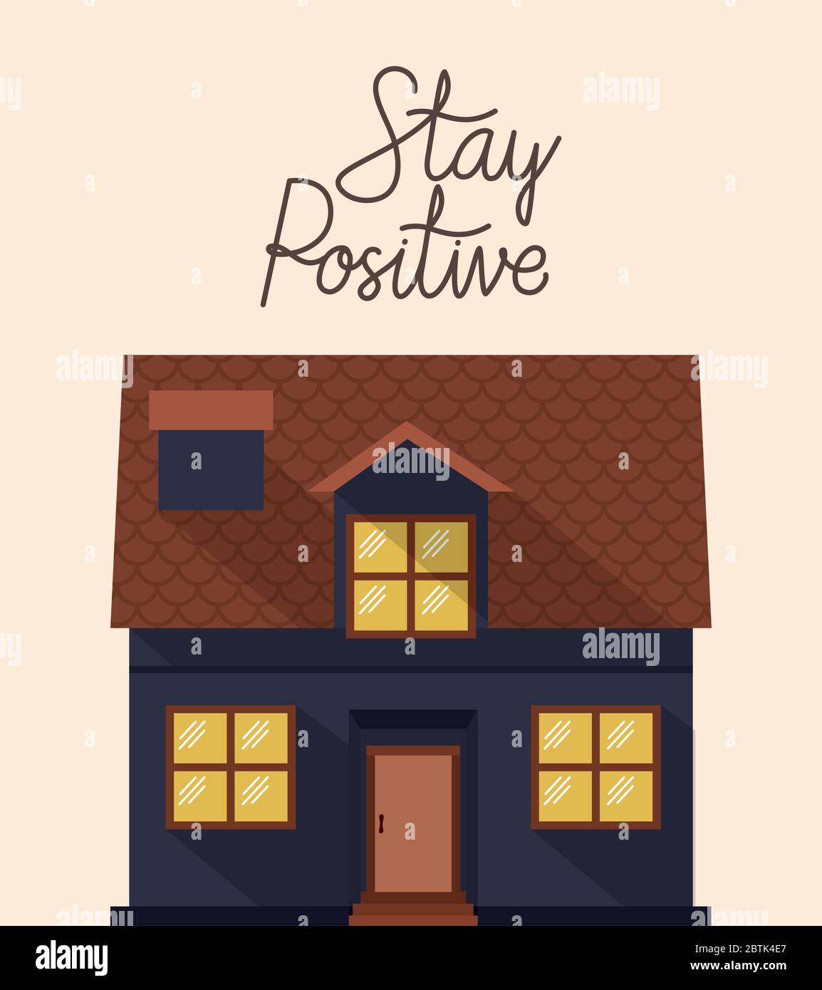 Stay positive at home and black house building vector design Stock ...