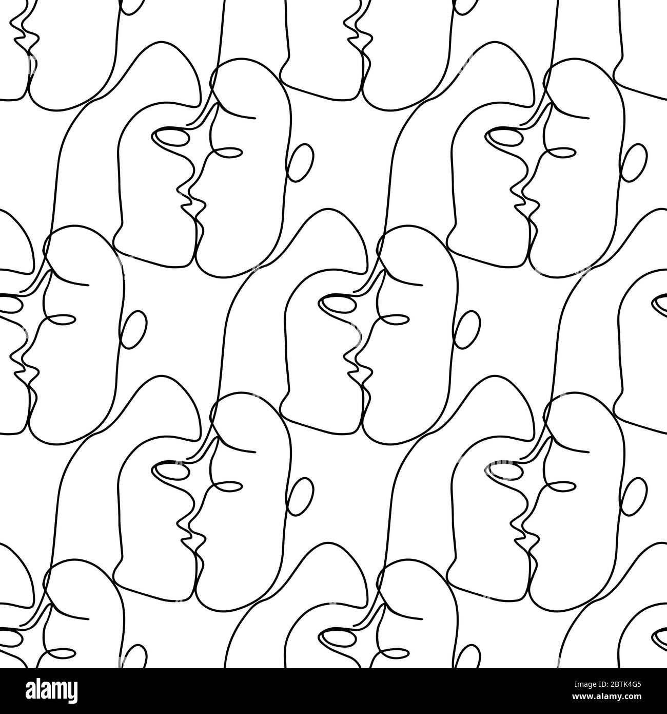 Vector seamless pattern illustration with abstract kissing faces in ...