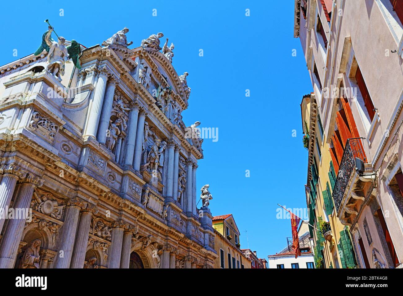 Street view with traditional beautiful palatial buildings and ...