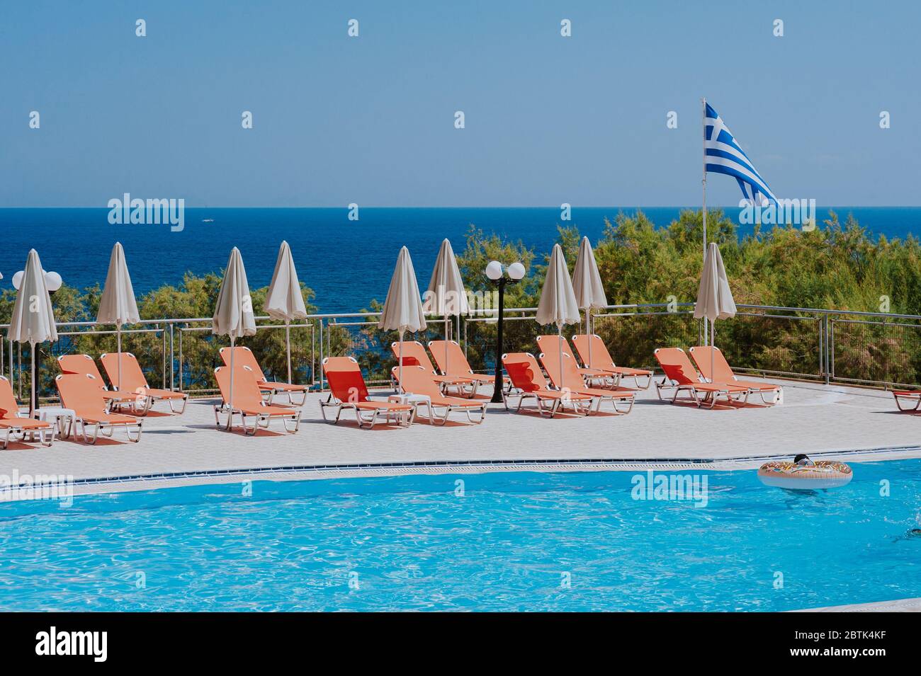 Swimming pool at luxury villa, Crete, Greece Stock Photo - Alamy