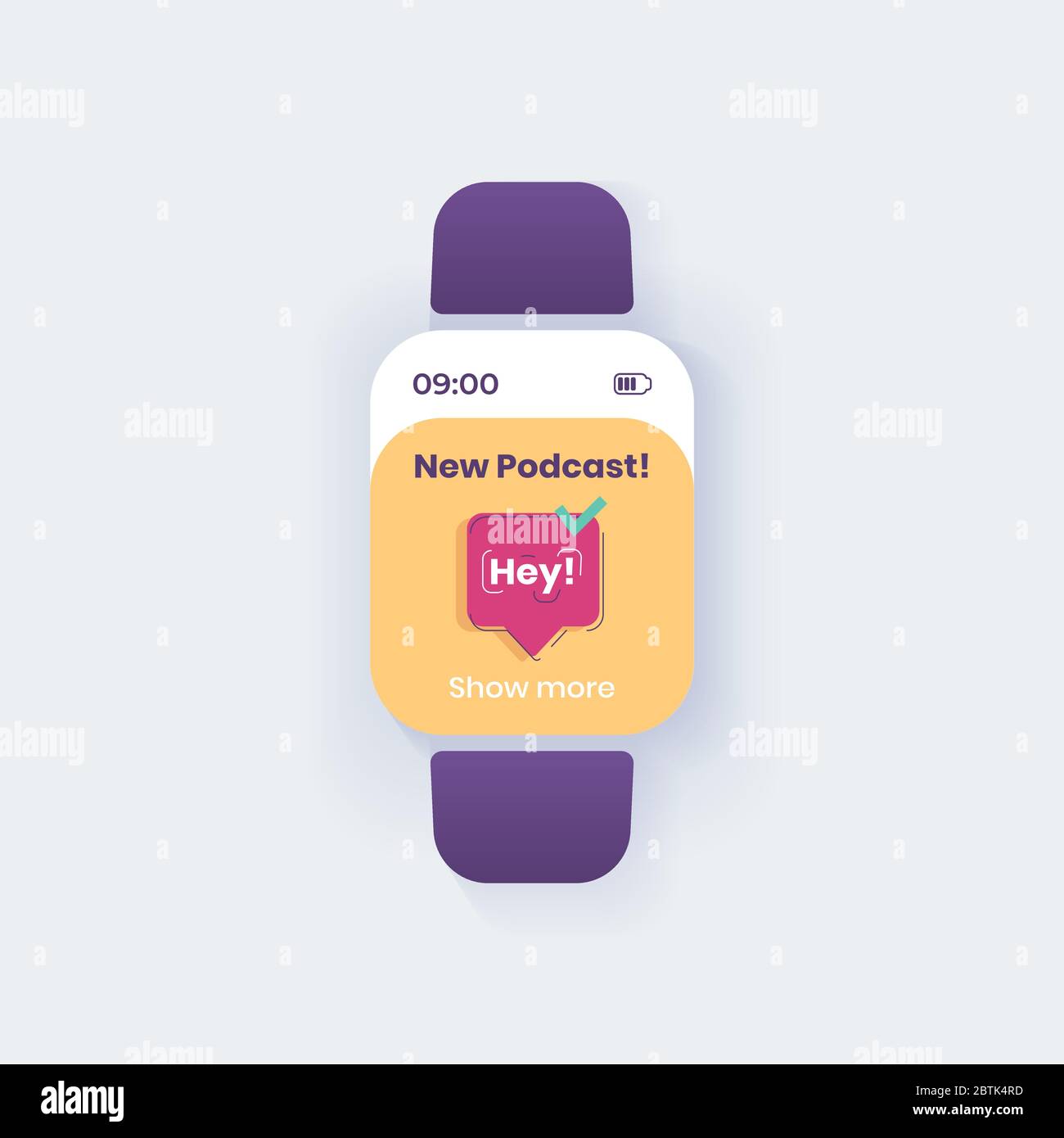 Podcast app smartwatch interface vector template Stock Vector Image ...