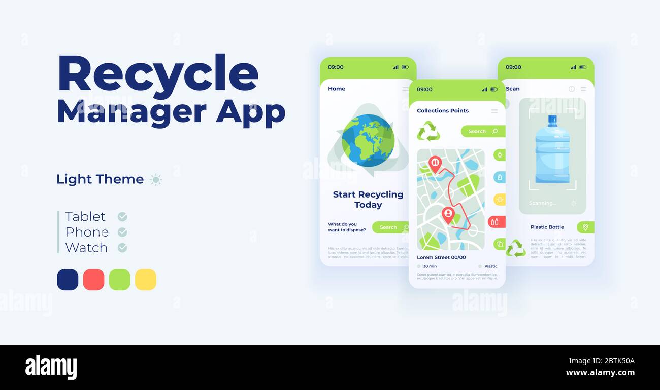 Recycling manager cartoon smartphone interface vector templates set ... Recycling manager cartoon smartphone interface vector templates set ...