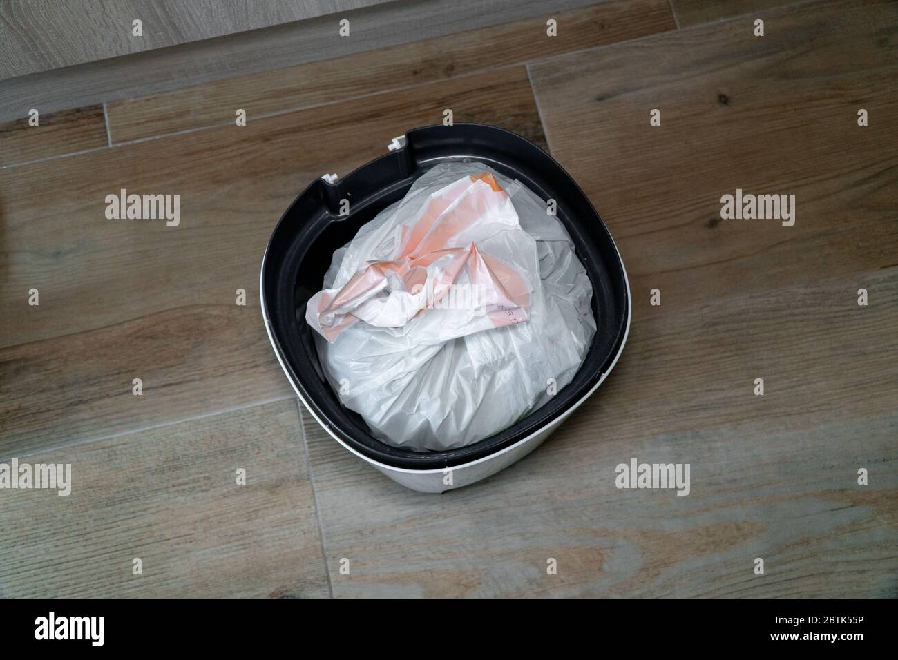 Top view of a bin with a plastic bag Stock Photo - Alamy