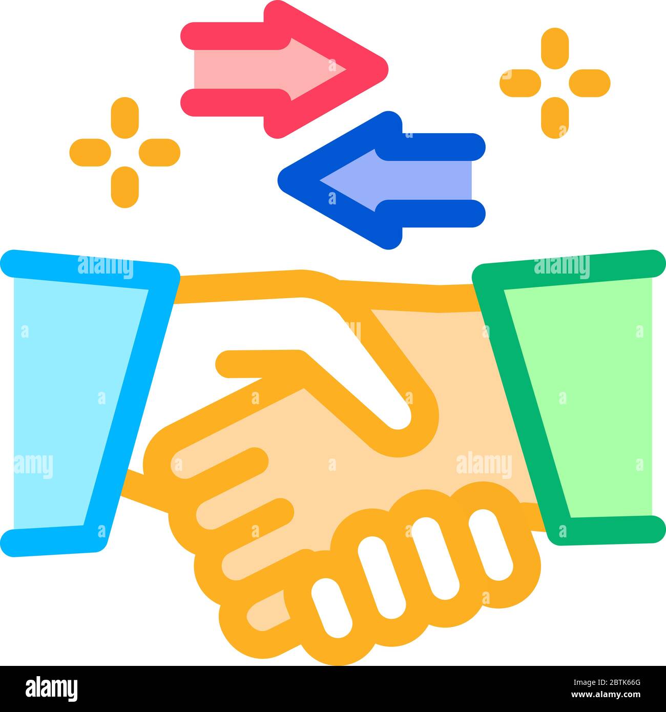 handshake exchange agreement icon vector outline illustration Stock ...