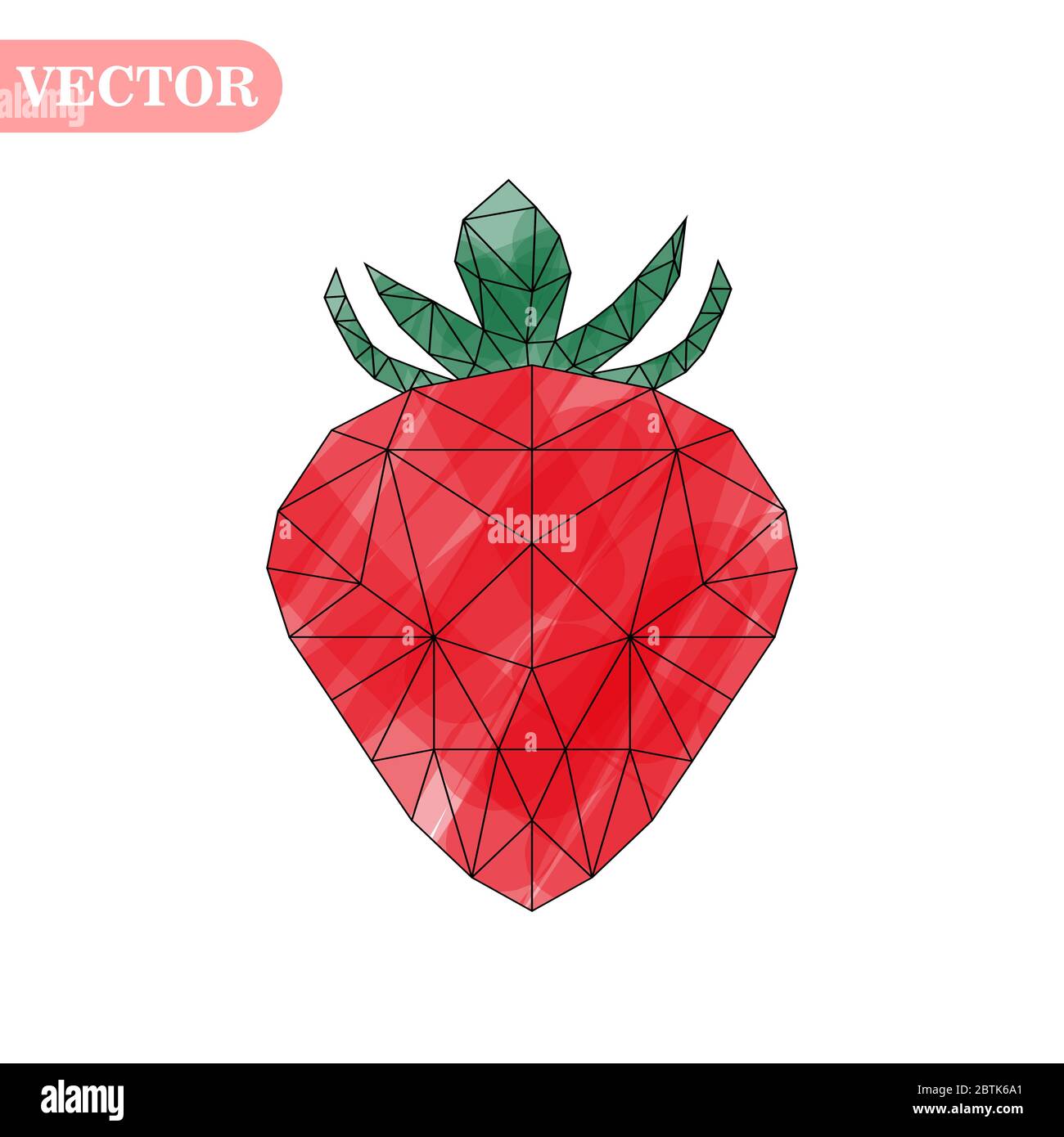 Vector illustration of strawberry in low poly style on white background ...