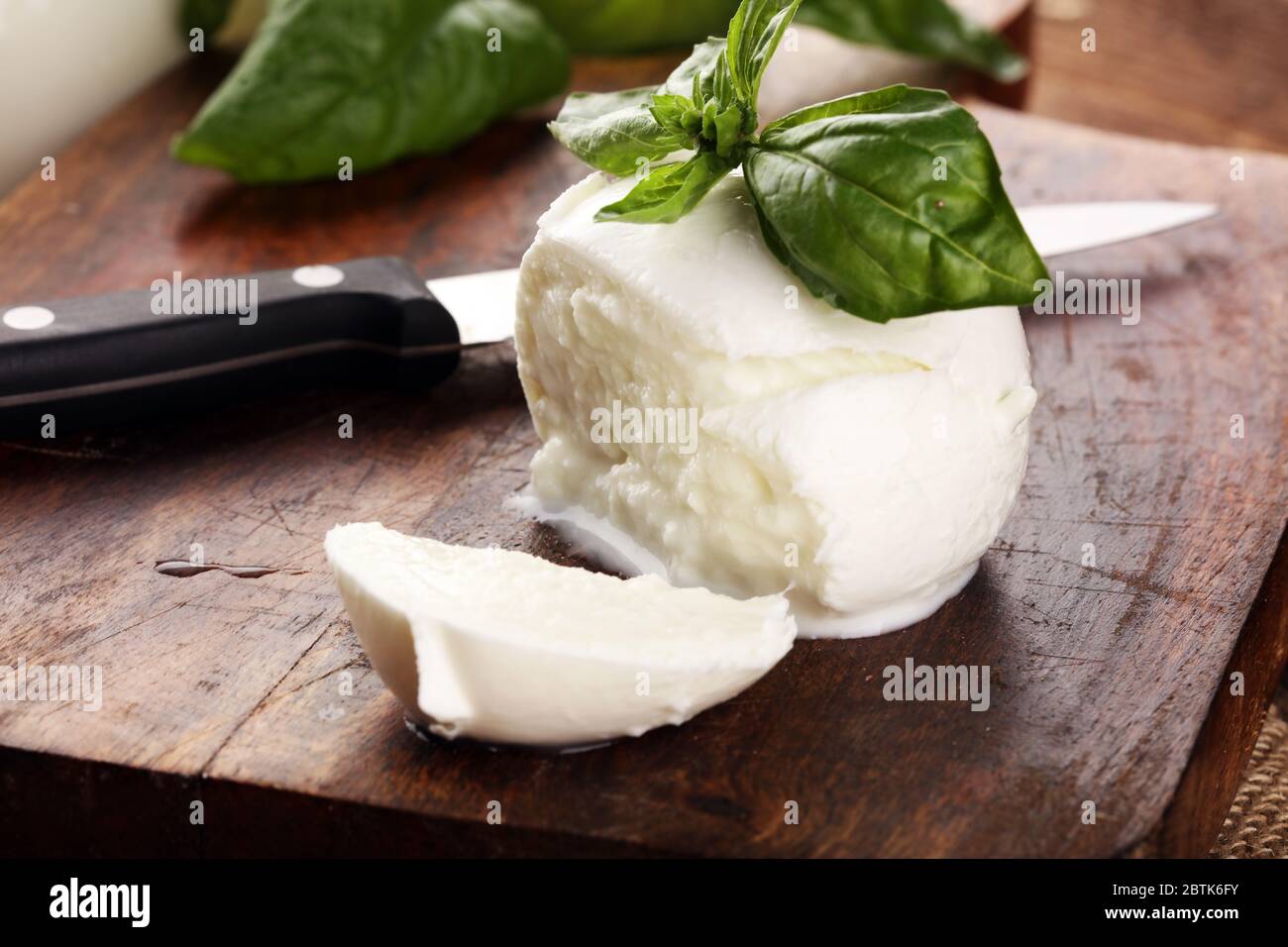 Mozzarella. Traditional italian food - white ball mozzarella buffalo ...