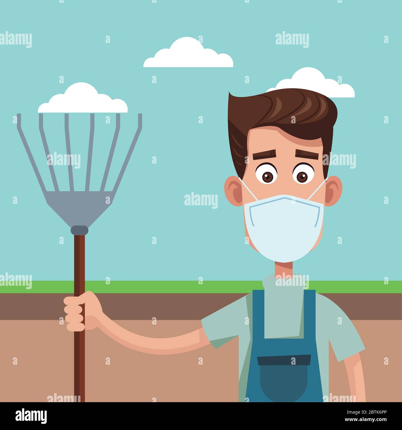 male farmer wearing medical mask scene Stock Vector Image & Art - Alamy