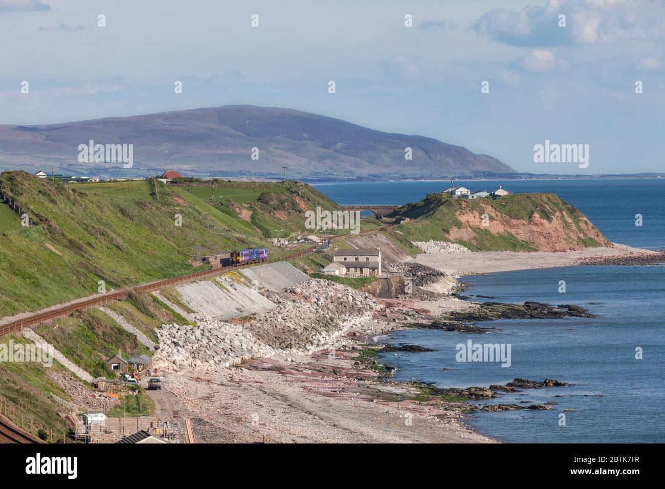 Northern Rail class 156 sprinter train on the coastal section of the ...