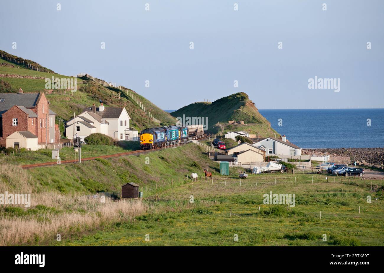 Direct rail Services class 37 locomotive leading a nuclear flask train ...