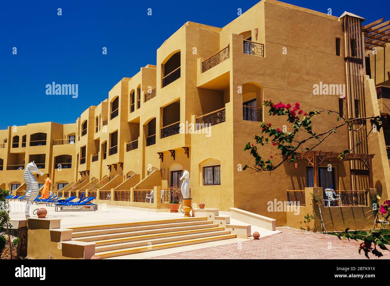 Swimming pool at the beach of luxury hotel, Sharm el Sheikh, Egypt ...