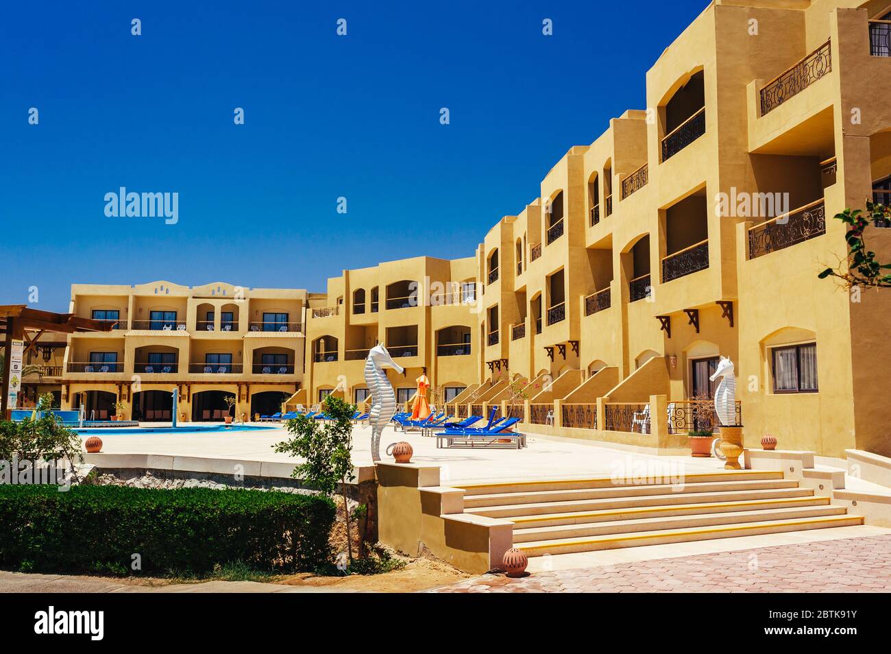 Swimming pool at the beach of luxury hotel, Sharm el Sheikh, Egypt ...