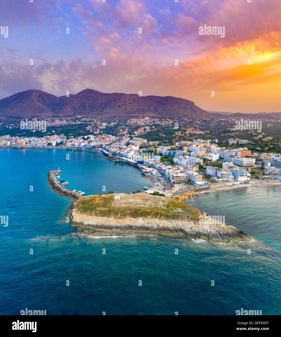 The harbor of the famous resort Chersonissos, Crete, Greece Stock Photo ...