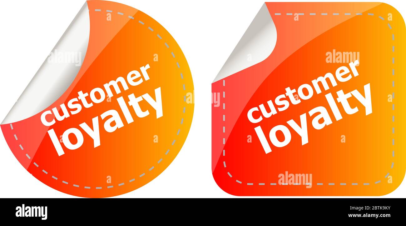 customer loyalty stickers set on white, icon button isolated on white ...