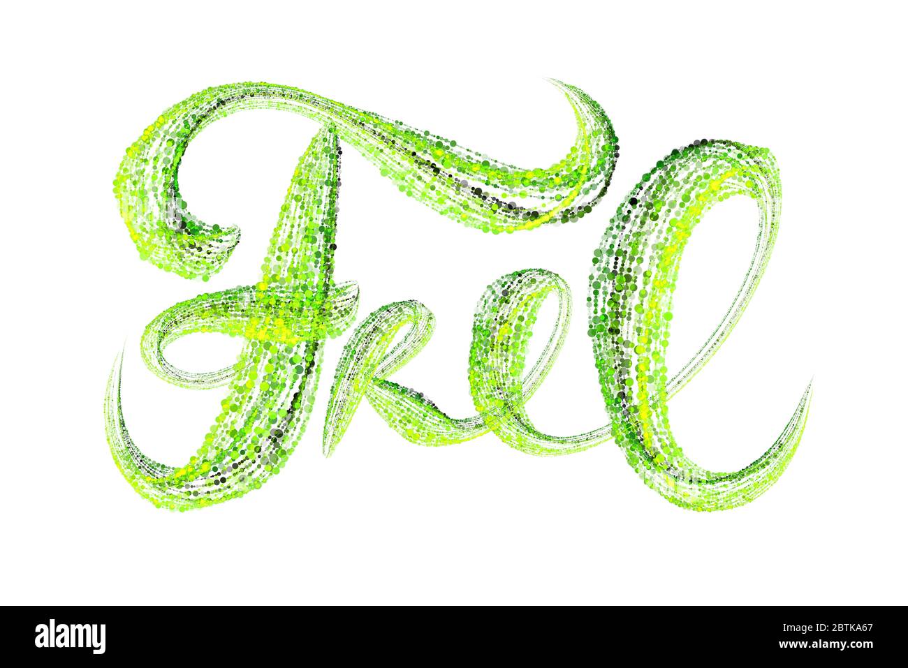 Free word lettering word written with green luminous particles isolated ...