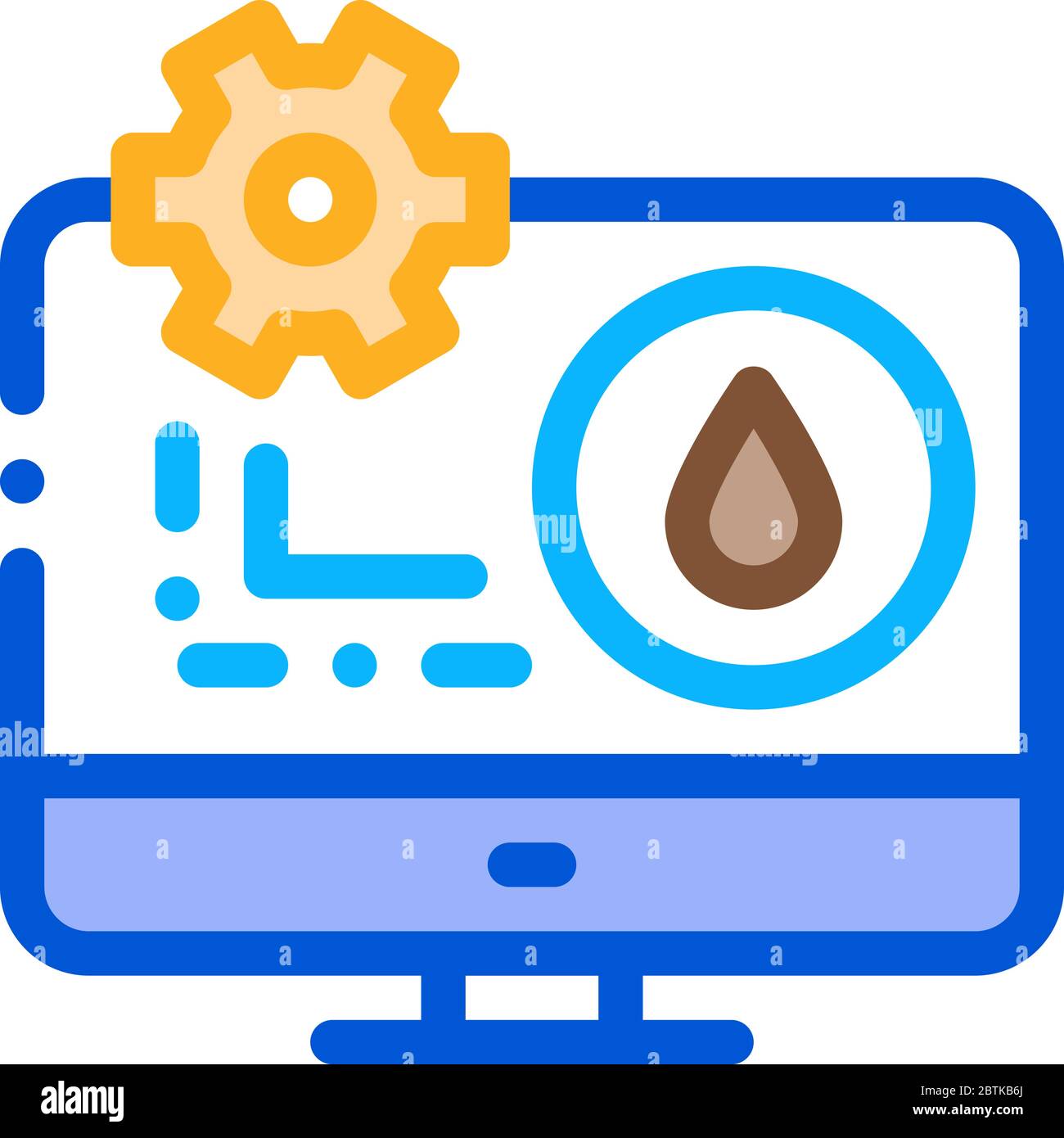 gas consumption settings via computer icon vector outline illustration ...