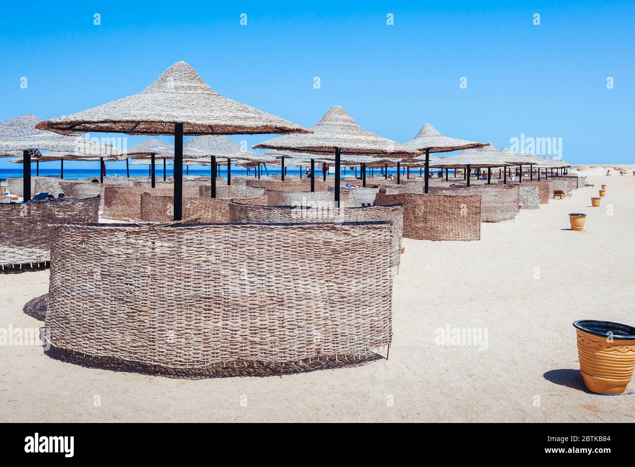 Beautiful beach umbrellas sunbeds hi-res stock photography and images ...