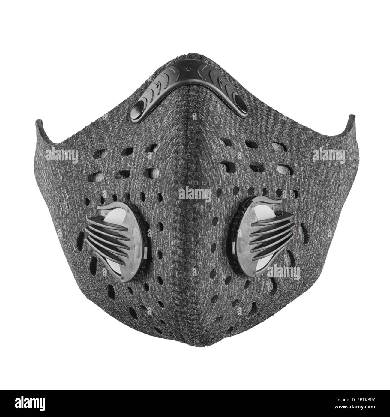 Black respirator mask front view. Isolated on white, clipping path ...