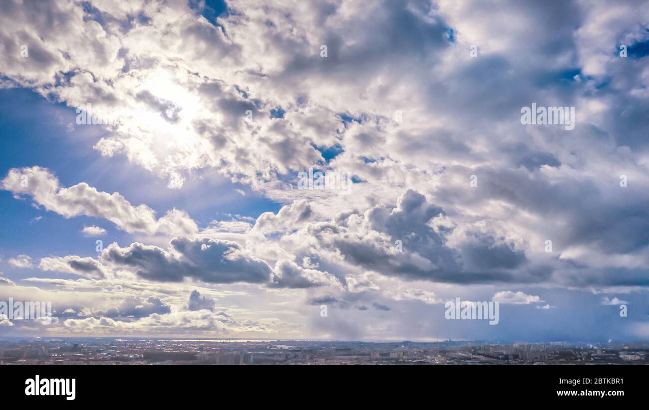 Rain clouds over large city. Aerial view Stock Photo - Alamy