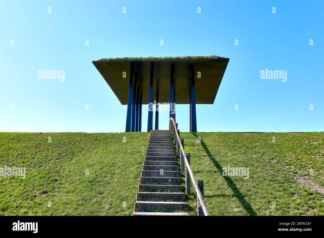 Marrum, The Netherlands - April 8 2020: Monument the temple on the dike ...