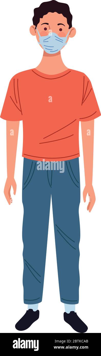 young man using medical mask character Stock Vector Image & Art - Alamy