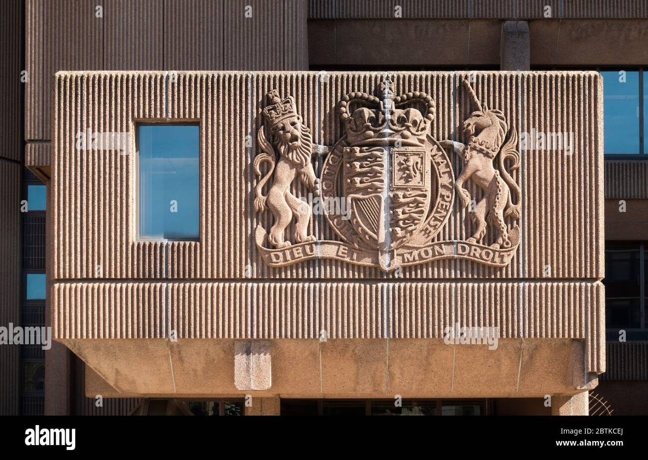 Logo above the entrance to Queen Elizabeth Courts in Liverpool Stock ...