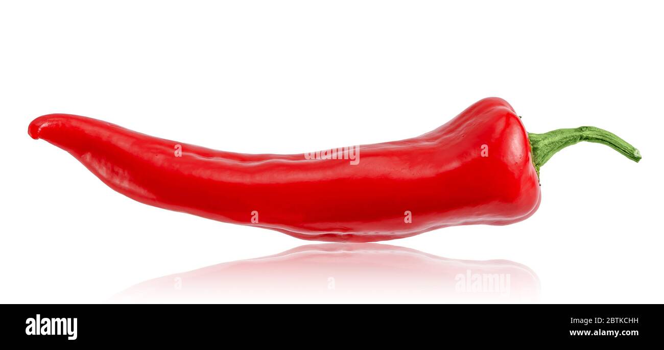 Red bell pepper isolated on white background Stock Photo - Alamy