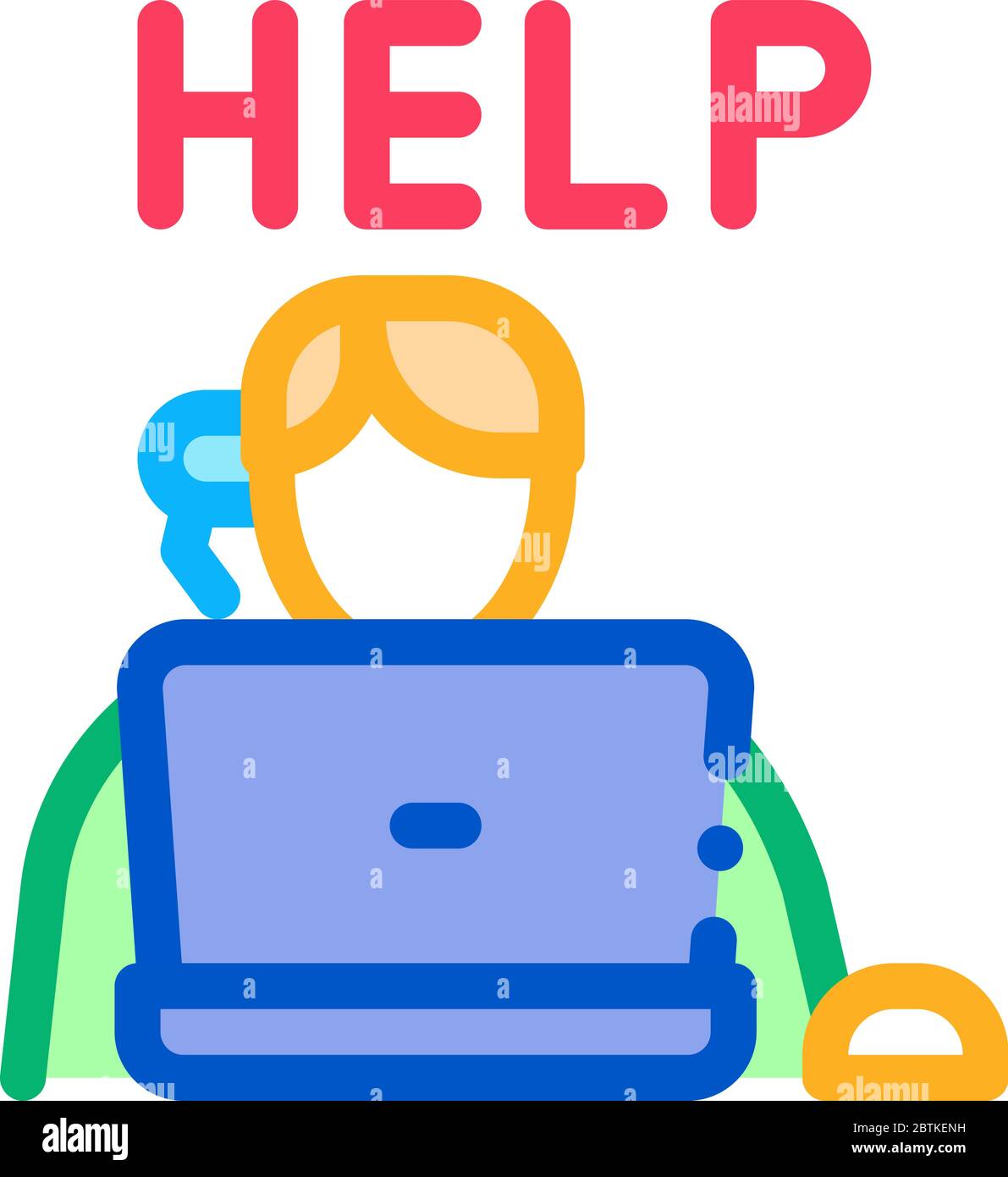 computer help service icon vector outline illustration Stock Vector ...