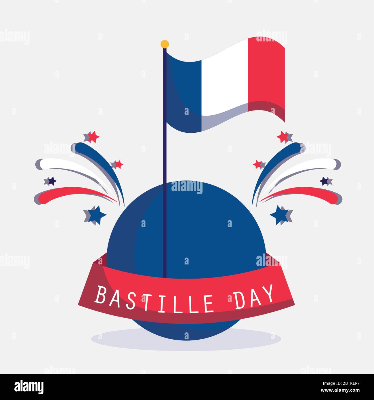 france flag and fireworks with ribbon design, Happy bastille day and ...