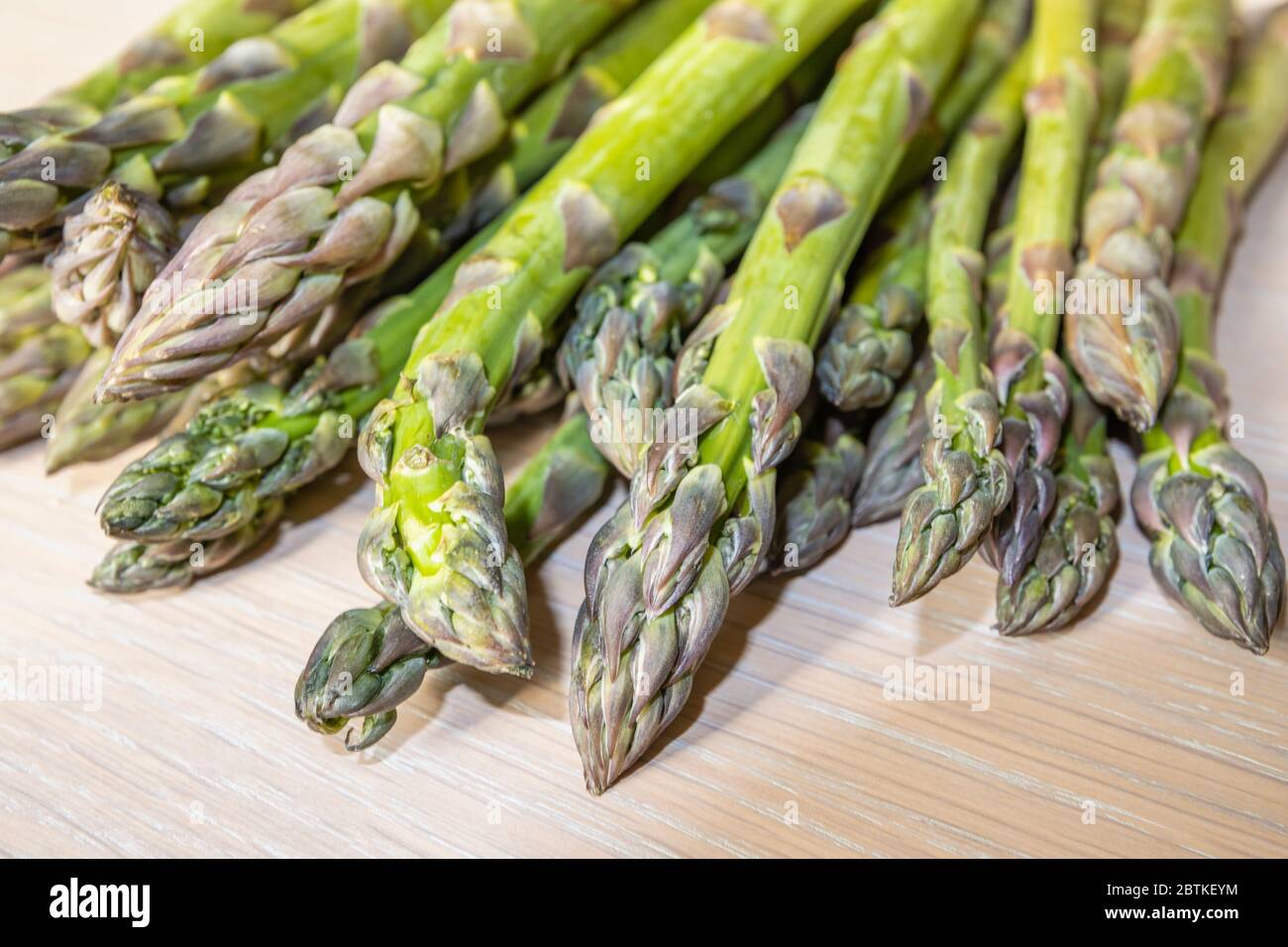 Close-up view of a bundle of cut fresh raw asparagus (Asparagus ...