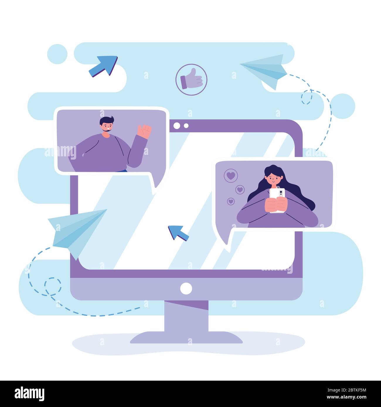 people and technology chatting computer and smartphone vector ...