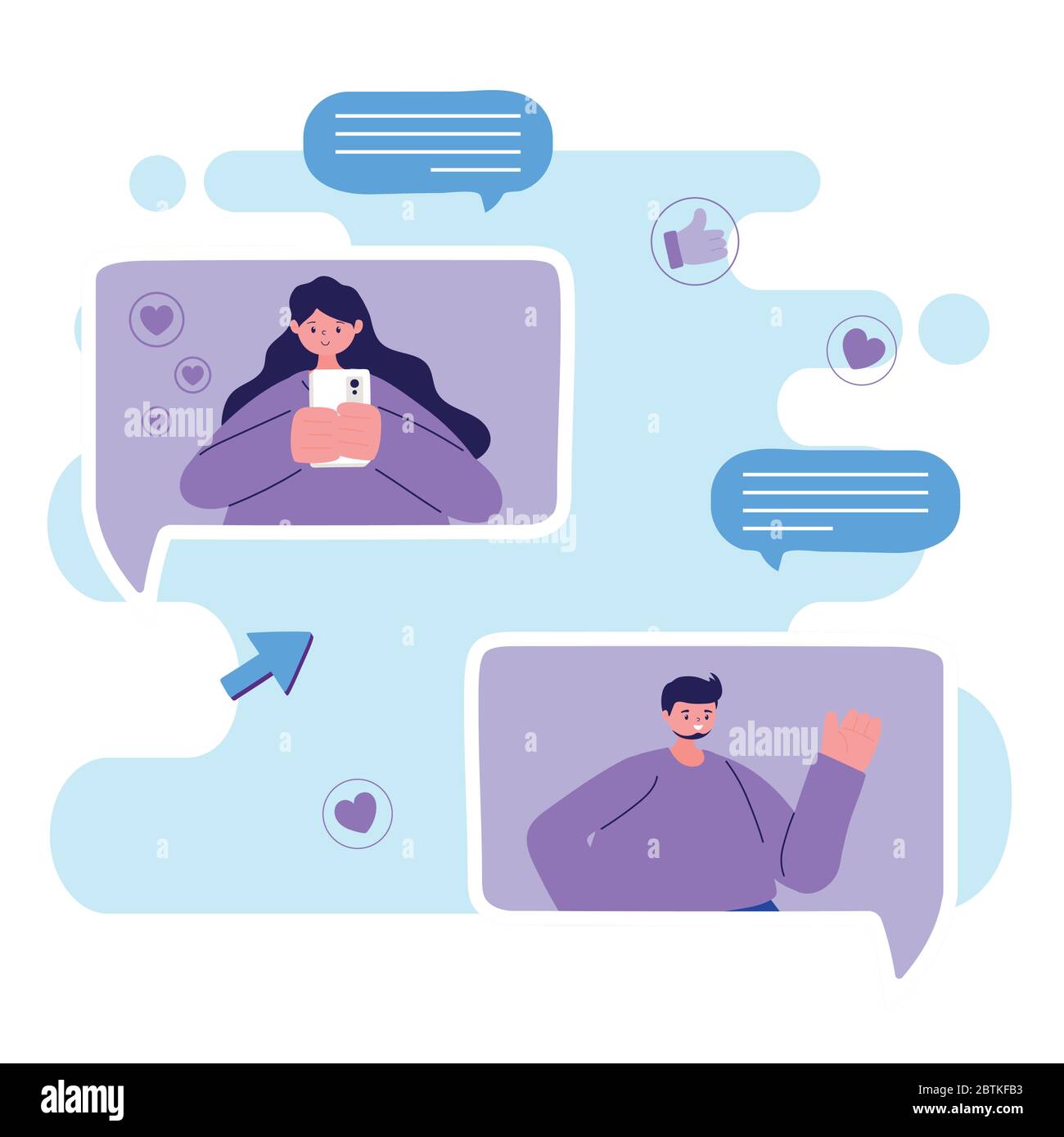 people with smartphone technology chatting speech bubbles vector ...
