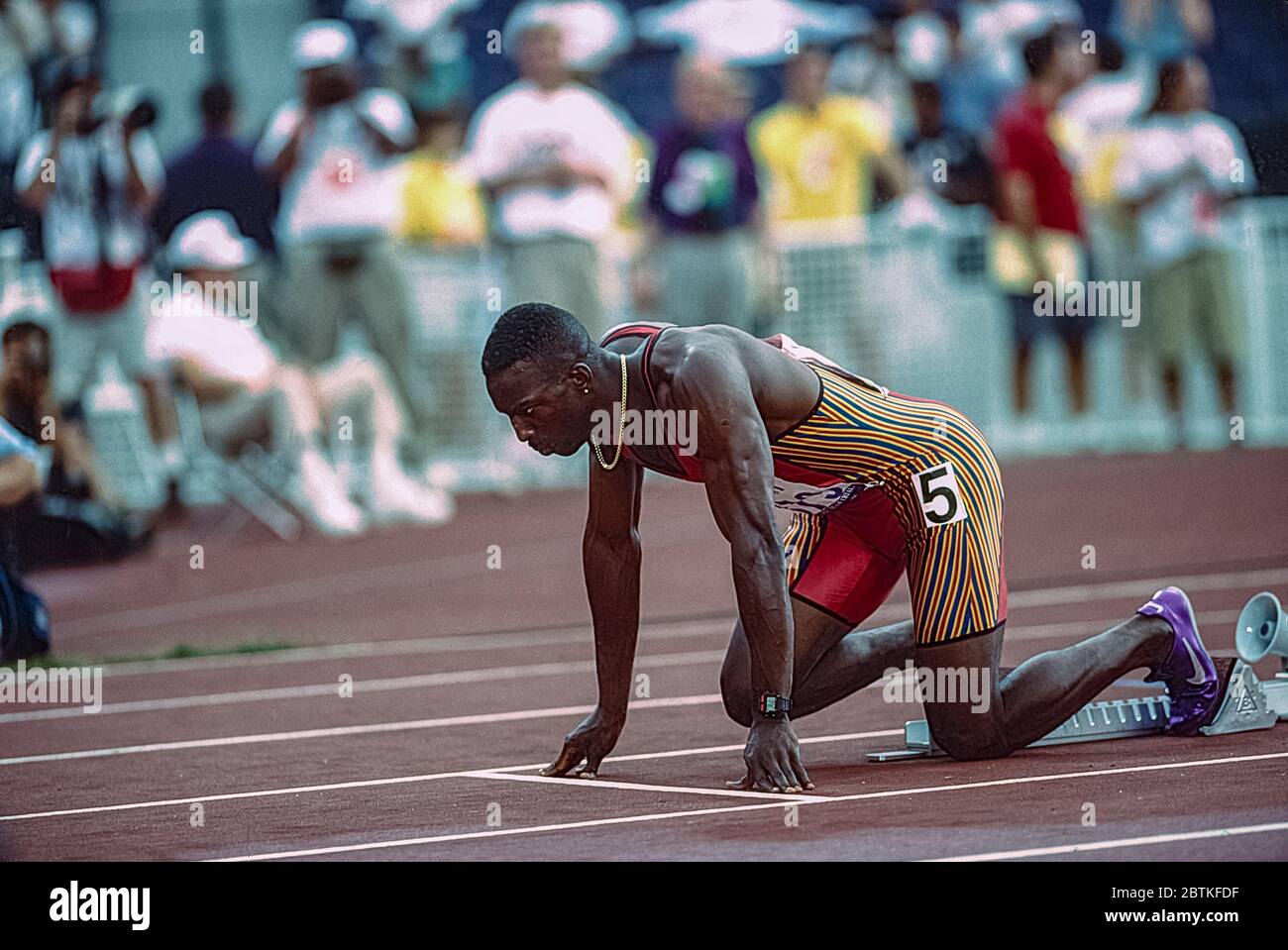 Sequence of Michael Johnson (USA) starting the 400 meters Final at the ...