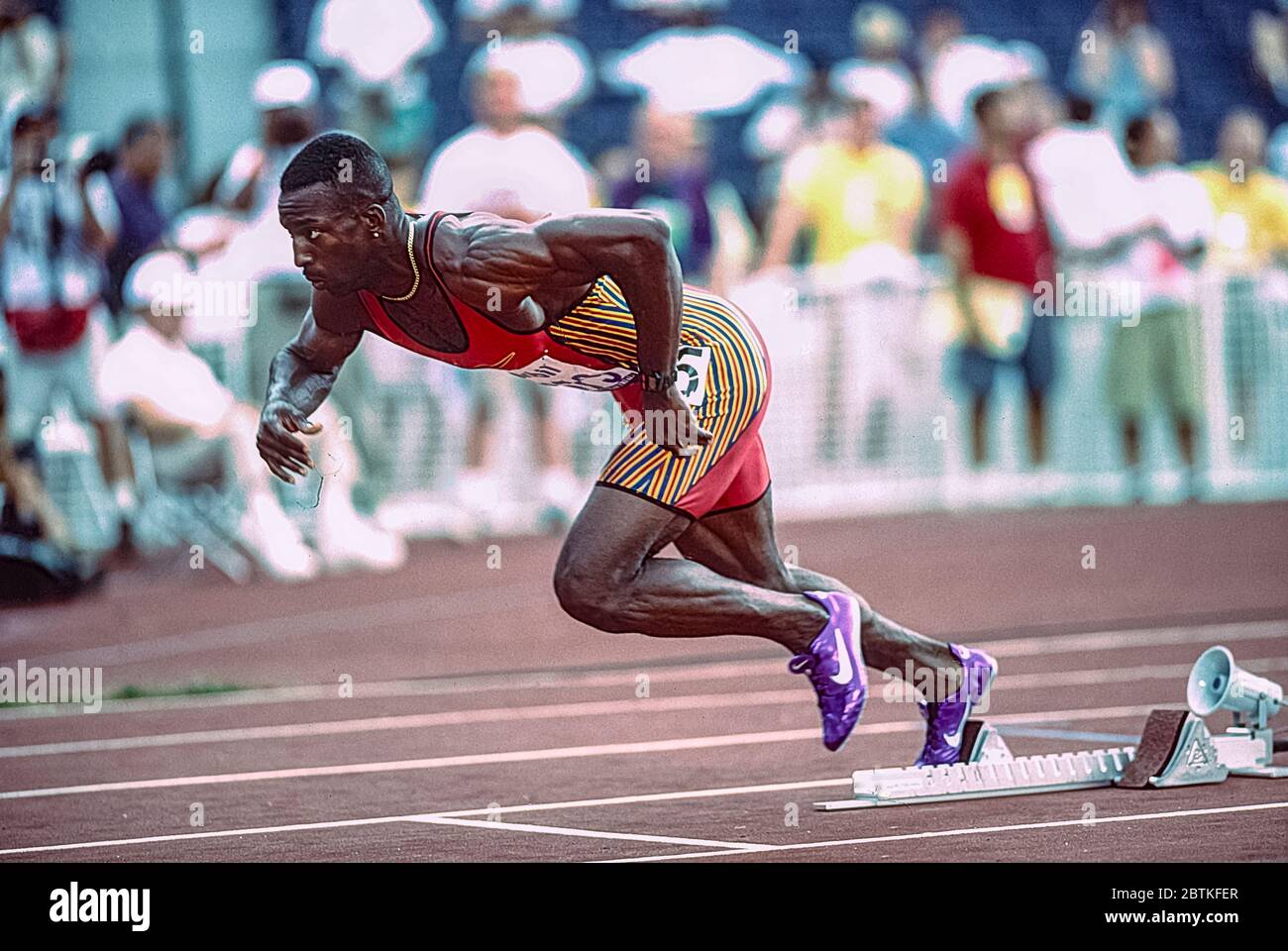 Sequence of Michael Johnson (USA) starting the 400 meters Final at the ...