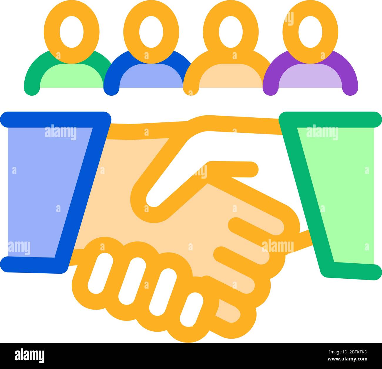 Handshake on work contract icon Cut Out Stock Images & Pictures - Alamy