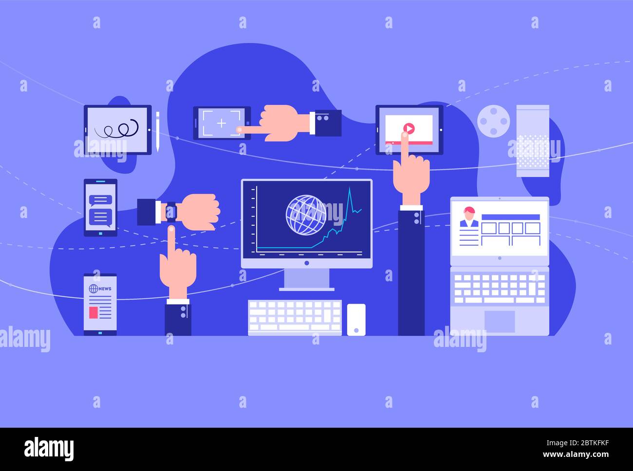 Using computer dark Stock Vector Images - Alamy