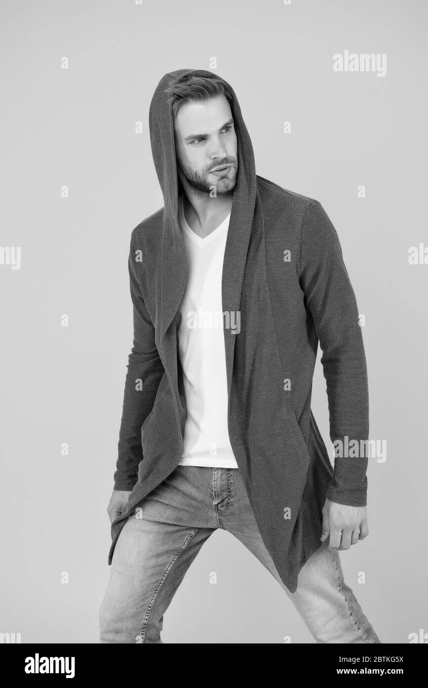 Dressing with confidence. Confident man yellow background. Handsome guy ...