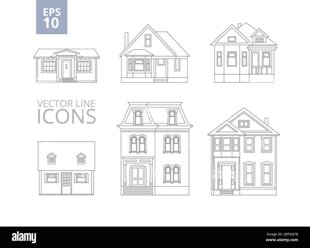 Stock vector illustration line drawings of private homes Stock Vector ...