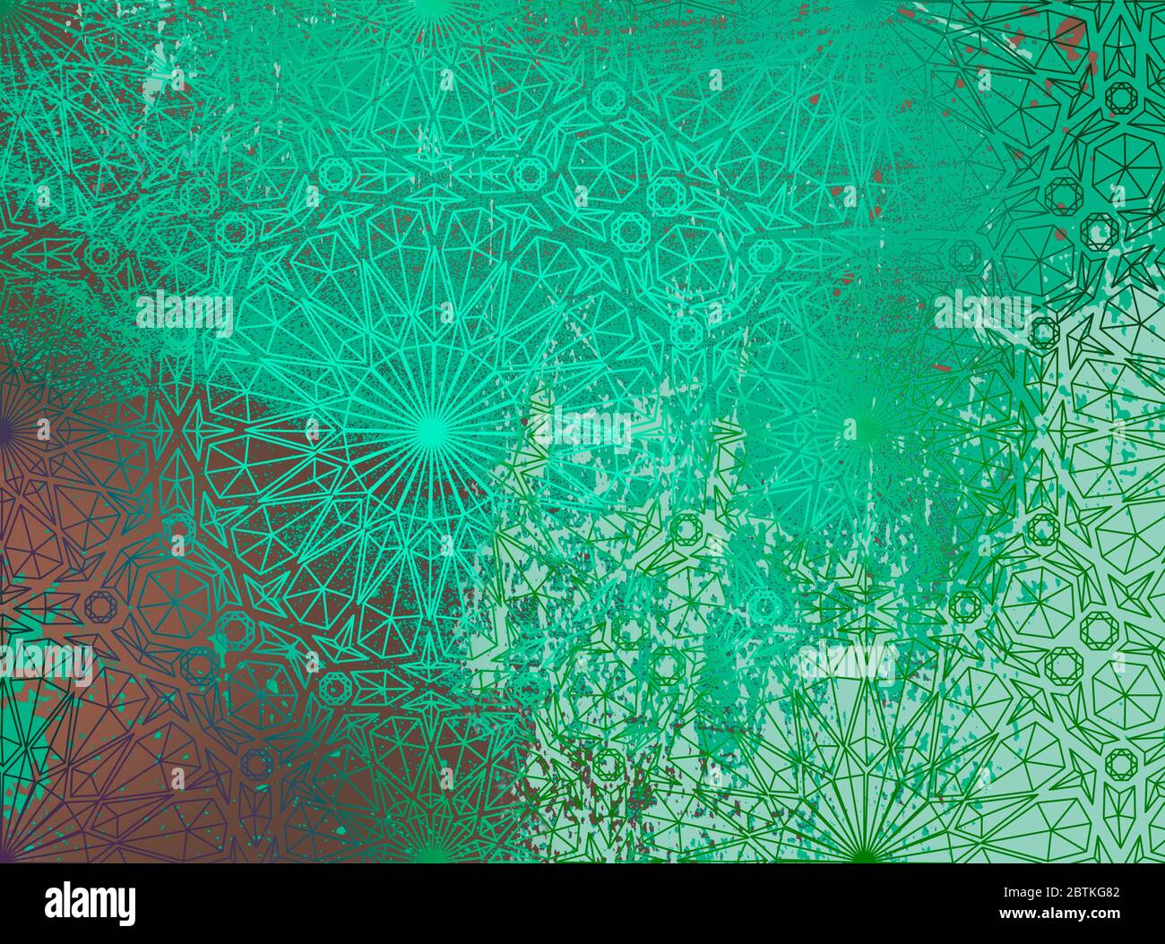 Islamic background oxidation of copper ornament. Green background Stock ...
