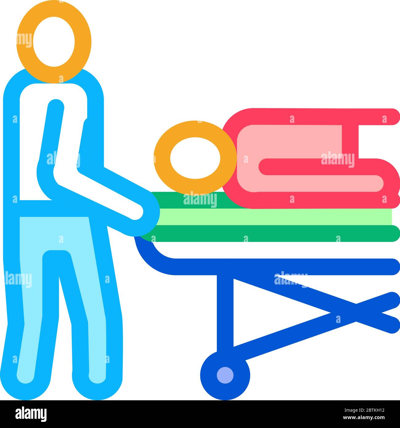 nurse takes patient on gurney icon vector outline illustration Stock ...