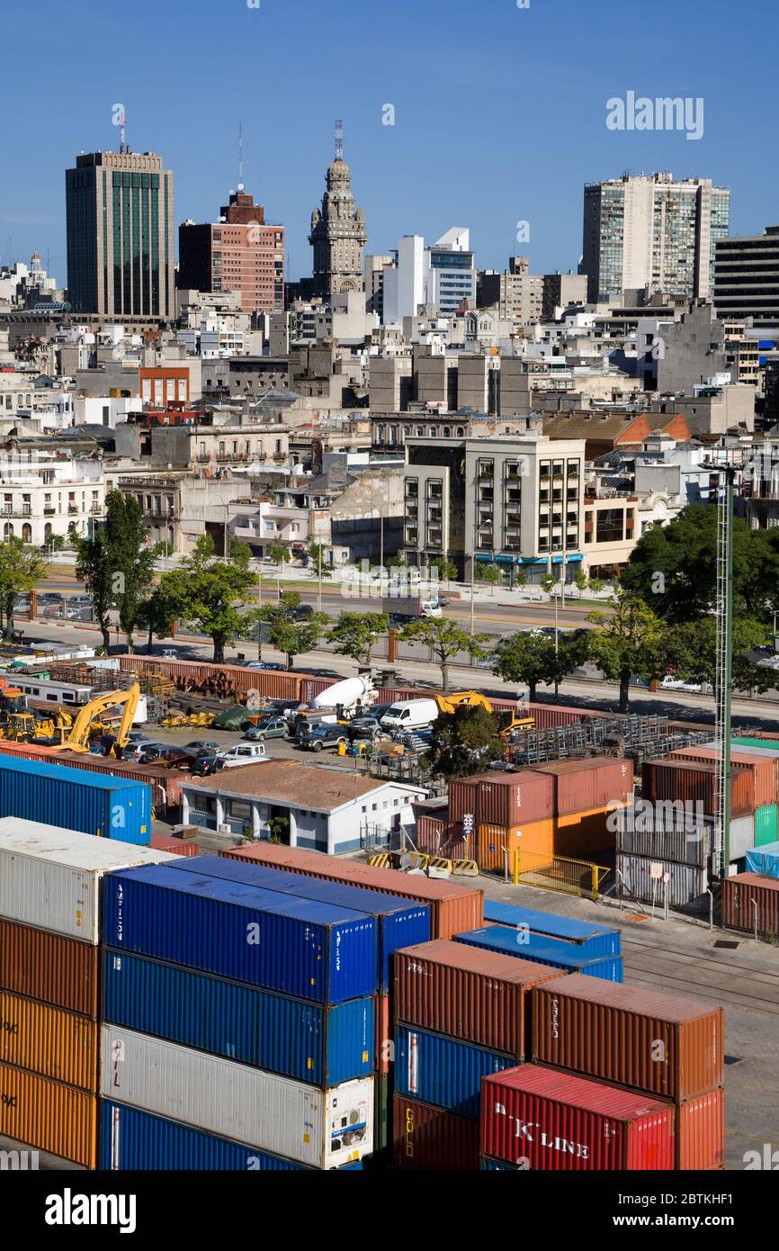 Container Port & Montevideo skyline, Uruguay, South America Stock Photo ...