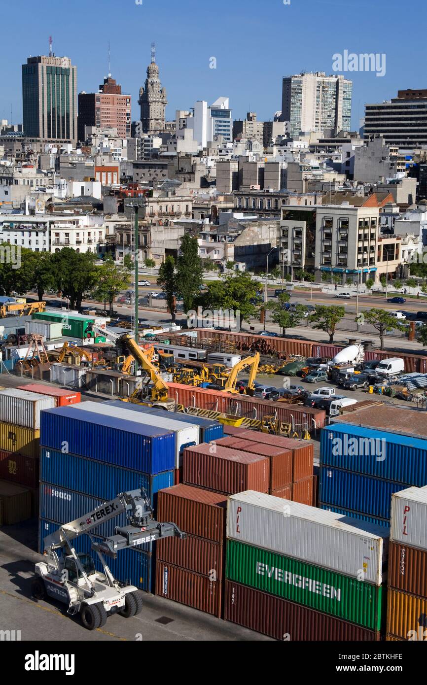 Container Port & Montevideo skyline, Uruguay, South America Stock Photo ...