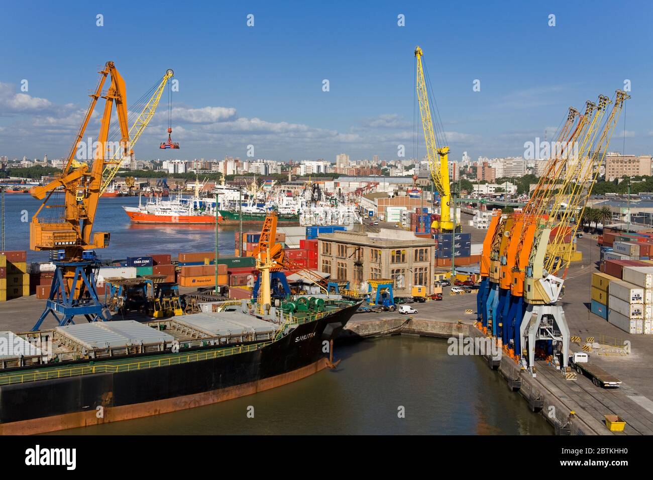 Ship docked in the Commercial Port of Montevideo, Uruguay, South ...