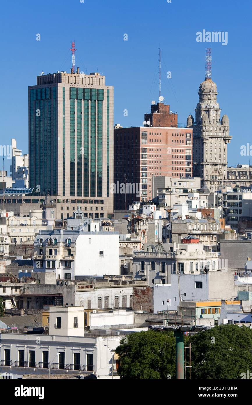 Old City District & Montevideo skyline, Uruguay, South America Stock ...