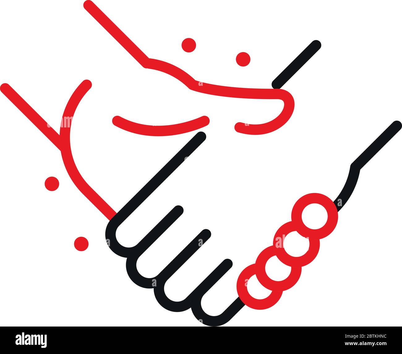 Handshake with germs line bicolor style icon design of Medical care and ...