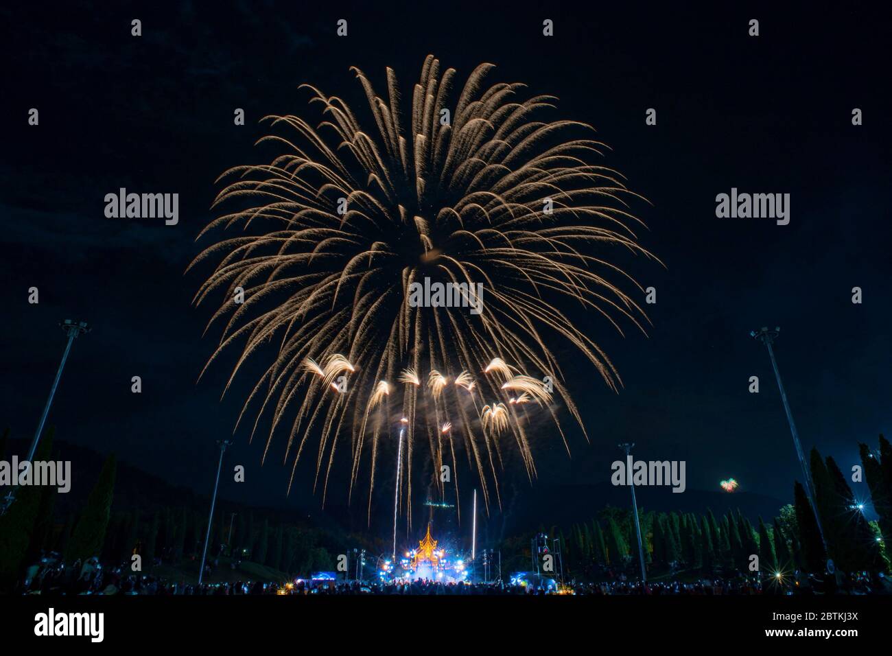 Beautiful firework night scene of new year countdown in Chiang mai ...