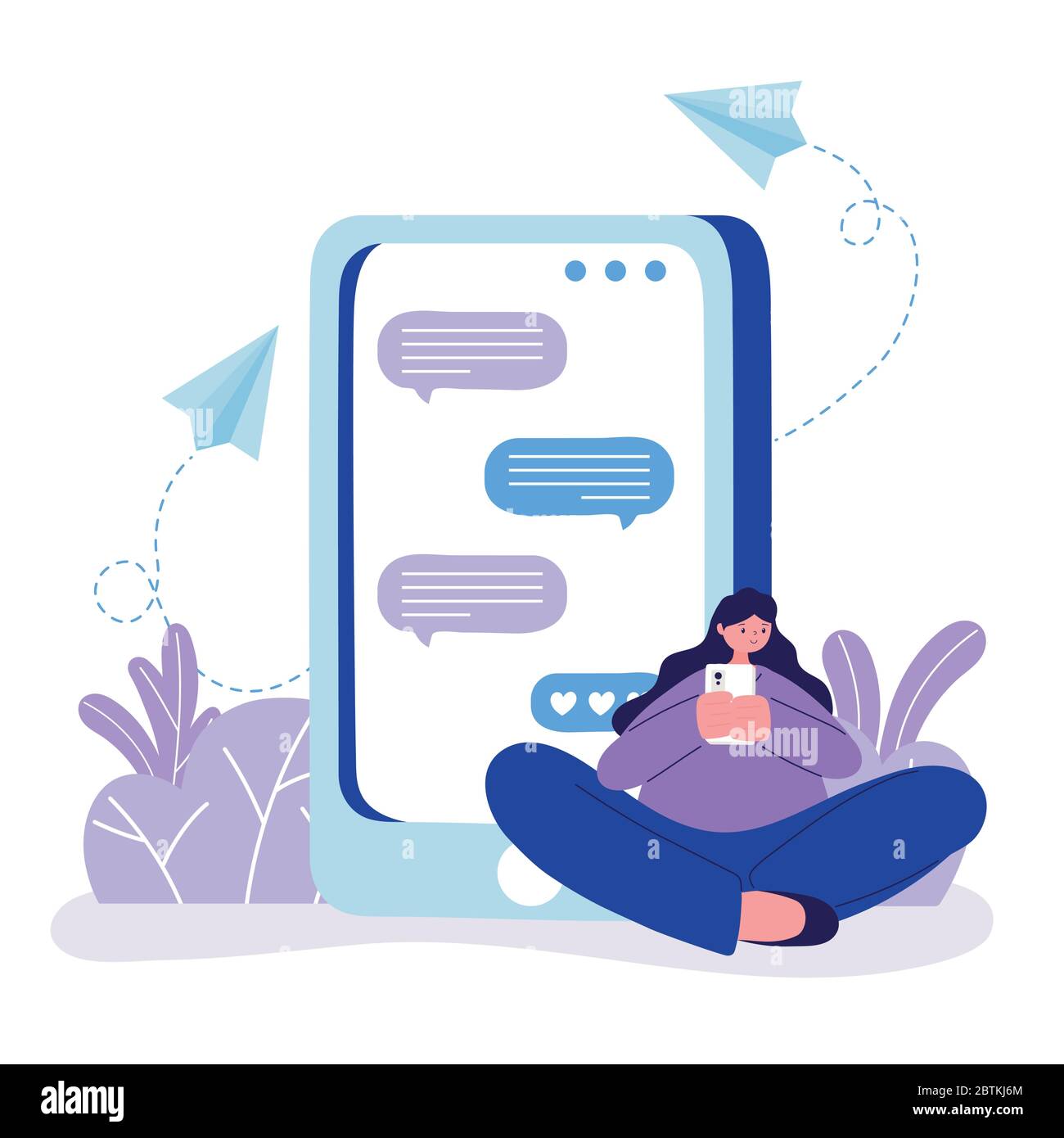 Young woman chatting floor Stock Vector Images - Alamy